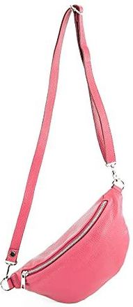 modamoda.de T211 - ital. Sac banane sac banane poche poitrine taille moyenne en cuir souple, Gum bulle, s