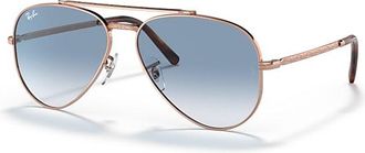 Ray-Ban New Aviator Sonnenbrillen Roségold Fassung Blau Glas 58-14