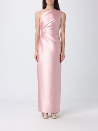 Solace London Robe de soir&eacute;e longue asym&eacute;trique en satin avec fente au dos