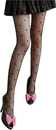 Generic Collant Femme Collant Thermique Femme Collants Pois Coeur Soie Noire Mince Sexy