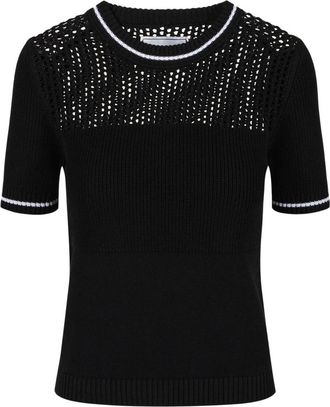 Iceberg Femme, Pulls, Noir, Taille: 36 FR Pull ras du cou &agrave; rayures et ajours