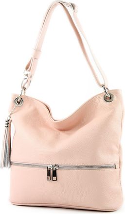 modamoda.de T143 - ital. Leder Schultertasche Umh&auml;ngetasche, Farbe:Rosa