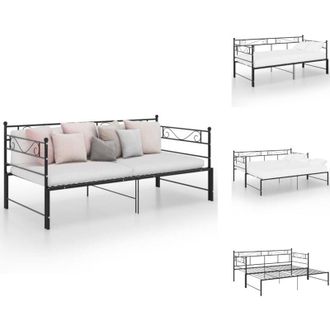 vidaXL Tagesbett Ausziehbar Schwarz Metall 90x200 cm - Tagesbett - Schlafsofa - Ausziehbett - G&auml;stebett - Doppelbett