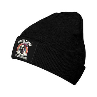 Generic L&eacute;ger Tricot&eacute; Bonnet, Tenez Bon, &ccedil;a sam&eacute;liore, Doux Knit Beanie, Bonnet Hiver Chaud Tricot pour Cyclisme, Adultes, Sports