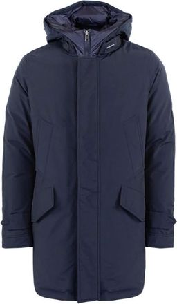 Woolrich Homme, Manteaux, Bleu, Taille: XL Parka &agrave; Col Haut en Bleu