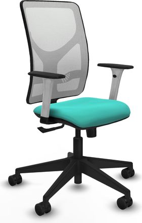 Piqueras y Crespo B&uuml;ro-Rollstuhl mit wei&szlig;en und schwarzen Armlehnen, h&ouml;henverstellbare Lendenwirbelst&uuml;tze, mit 3 Positionen, Wei&szlig;/T&uuml;rkis