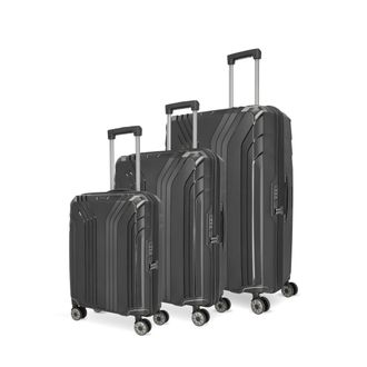 Travelite 4-Rad Kofferset 3-teilig Hartschale mit recyceltem Innenfutter, Gr&ouml;&szlig;en L/M/S, Gep&auml;ck Serie ELVAA: Stylische Trolleys mit Schutzecken + TSA Schloss