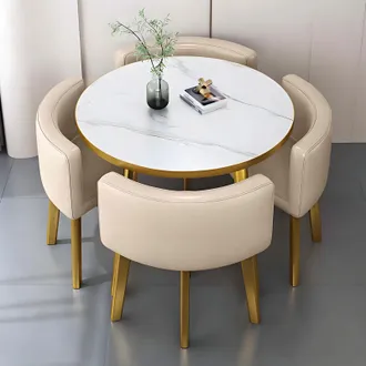 Generic Modernes Esszimmer-Set, rundes Esszimmer-Set, Empfangstisch, K&uuml;chen-Fr&uuml;hst&uuml;cksbar-Set mit Tisch und St&uuml;hlen, passend f&uuml;r Wohnzimmer und Esszimmer