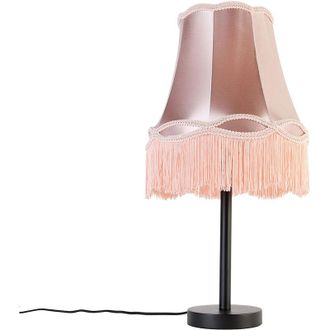 QAZQA Granny - Lampe de table avec Abat-Jour - 1 lumi&egrave;re - &oslash; 30 cm - Rose - Classique/Antique - &eacute;clairage int&eacute;rieur - Salon i Chambre i Cuisine i Salle &agrave;