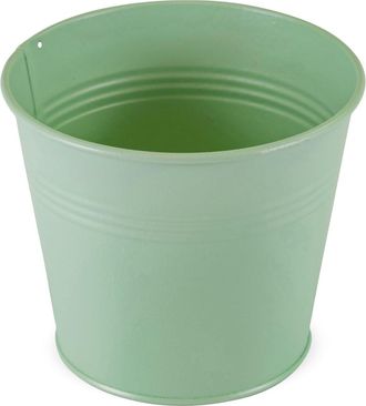 Matches 21 Blumentopf klein aus Metall in grün 14cm x 13cm - Übertopf als Orchideentopf, Pflanzentopf, Kräutertopf, Bonsai Topf und Pflanzen Zubehör - Blumenüber