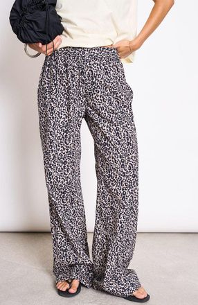 JAN 'N JUNE Damen vegan Hose Soby Leo Print Schwarz