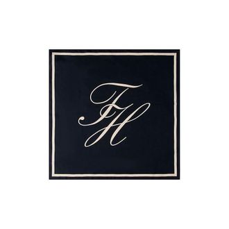 Tommy Hilfiger Damen Tommy Script Silk Scarf Aw0Aw18223 Leichter Schal, Blue (Space Blue/Soft Cream), Einheitsgr&ouml;&szlig;e