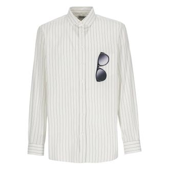 Moschino Bedrucktes Baumwoll-Popeline-Hemd - - Shirts - Herren - Wei&szlig; - S