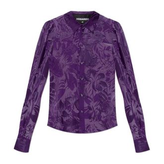 Dsquared2 Transparentes Hemd mit dekorativem Muster - - Blouses & Shirts - Damen - Lila - S