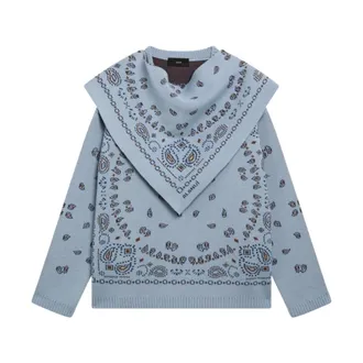 Alanui Femme, Pulls, Bleu, Taille: 40 FR Pull Jacquard Bandana