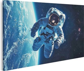 Islandburner Bild auf Leinwand Astronaut schwebt im Weltraum über der Erde Bilder Wandbilder Poster