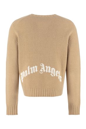 Palm Angels Mens Beige Wool-Blend Pullover Sweatshirts Sweater