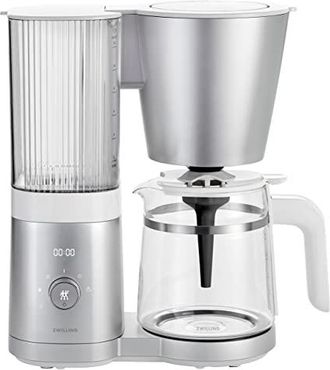 Zwilling ENFINIGY Filterkaffeemaschine mit 1.5l Glaskanne, Kaffeemaschine mit Edelstahl-Boiler, Blooming & smarter Entkalkerfunktion, Kunststoff, Silber