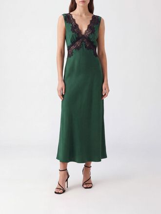 Rixo London Robe nuisette midi Rixo en satin de viscose et soie avec empi&egrave;cements en dentelle