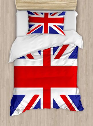 Abakuhaus Union Jack Bettbezug Set für Einzelbetten, Britische Loyal, Milbensicher Allergiker geeignet mit Kissenbezug, 130 x 200 cm - 70 x 50 cm, Royal Blue We