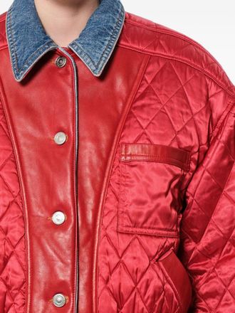 Isabel Marant Diamond-Quilted Satin Jacket - Red
