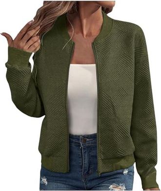 Generic Sweat-shirt zipp&eacute; pour femmes sans capuche couleur unie coton manches longues vestes l&eacute;g&egrave;res coupe ajust&eacute;e grande taille cardigans d&eacute;contract&eacute;s doux c