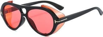 Generic Lunettes de soleil rondes rétro à double pont punk pour femme - Nuances transparentes de rose et de jaune UV400 - Lunettes de soleil pour homme 2026