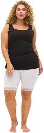 Zizzi Short de cyclisme pour femme, grandes tailles, ourlet en dentelle, taille, blanc (bright white), 50-52 Grote maten