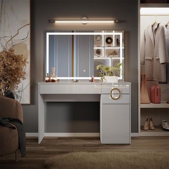 Vicco Schminktisch Weiß Adela 115x76.4x55 cm - Frisiertisch, Funktioniert auch als stilvoller Arbeitsplatz