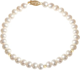 Fascination by Ellen K Armband Gold 585 mit wei&szlig;en Perlen 20cm