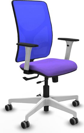 Piqueras y Crespo Idealer Arbeitsstuhl mit wei&szlig;en und schwarzen Armlehnen, h&ouml;henverstellbare Lendenwirbelst&uuml;tze, ausgestattet mit Syncro/Traslack und Schneideschaum, Bl