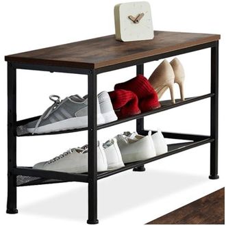 TecTake Rangement Chaussures 75,5 x 30,5 x 45,5 cm, Style Industriel, Meuble Chaussure 2 étagères grillagées, Meuble Chaussure Entree Dressing, Chambre Etager