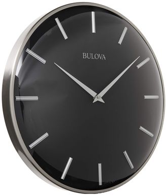 Bulova C4849 Metro Wanduhr, satiniertes Zinn, Mattschwarz