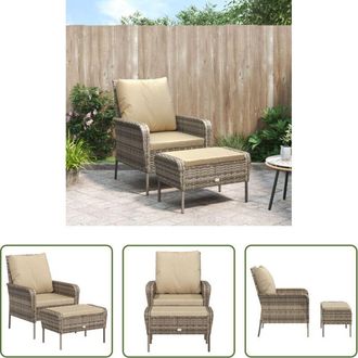 vidaXL vidaXL PE-Rattan - Gartenstuhl mit Fu&szlig;hocker Hellbraun Poly Rattan