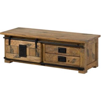 Massivmoebel24 Garderobenbank Mango 120x45x40 natur lackiert railway 1011