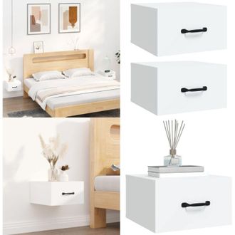 vidaXL Wand-Nachttische 2 Stk. Weiß 35x35x20 cm - Wand-Nachttisch - Holzwerkstoff Möbel - Weißer Nachttisch - Wohnzimmer Dekoration - Platzsparend Regal