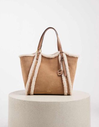 Ralph Lauren grand sac cabas en daim beige-Neutre