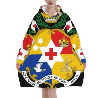 Generic Sweat &agrave; capuche avec blason des Tonga pour femmes et hommes adultes surdimensionn&eacute;s pour une couverture douce et chaude