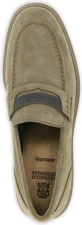 Brunello Cucinelli Womens Monili-Detail Suede Loafers Ss26 W