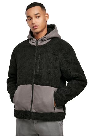 Urban Classics Herren Jacke Hooded Sherpa Jacket black/asphalt M