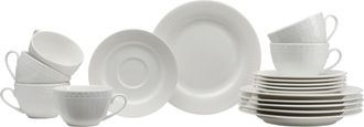 Ritzenhoff & Breker Sofia Kaffeeservice 18-teilig, Dessertteller (20 cm) und Tassen mit Untertassen (220 ml) für 6 Personen, Kaffee-Set mit feinem Rillenrelief, Fine-Dini