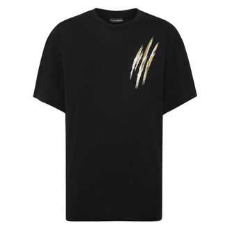 Plein Sport Homme, Tops, Noir, Taille: M T-Shirt Col Rond MC Scratch