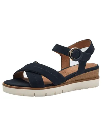 Tamaris Damen Plateau Sandalen Leder Sommer; NAVY/blau; 41 EU