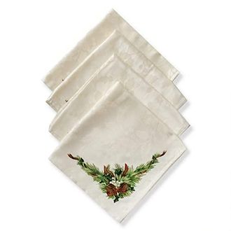 Benson Mills Lot de 4 Serviettes de Table en Tissu imprim&eacute; pour No&euml;l, lhiver et Les f&ecirc;tes (48,3 x 48,3 cm, Rubans de No&euml;l)