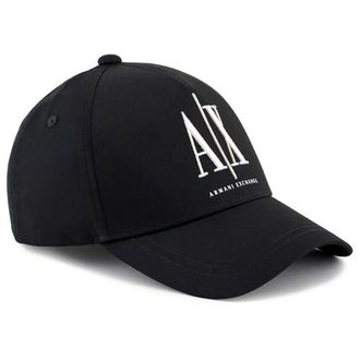 A|X Armani Exchange Curved Visor Contrast Front Logo Casquette de Baseball, Black Beauty, Taille Unique Hommes