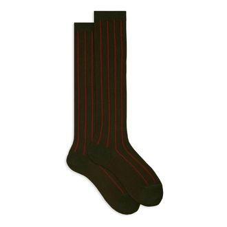 Gallo Gallo, Femme, Sous-vêtements, Multicolore, Taille: XS Chaussettes longues en coton vert à côtes jumelées pour femmes