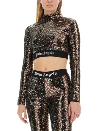 Palm Angels Sequined Multicolor T-Shirt - Multicolor