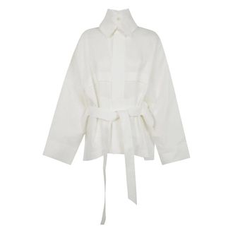 Issey Miyake Femme, Vestes, Blanc, Taille: 42 FR Hempen Jacket