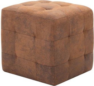 vidaXL Vidaxl - 2 pcs Poufs Marron 30 x 30 x 30 cm Similicuir daim