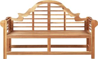 Beliani Robuste Gartenbank Akazienholz Hellbraun mit hoher R&uuml;ckenlehne 196 cm